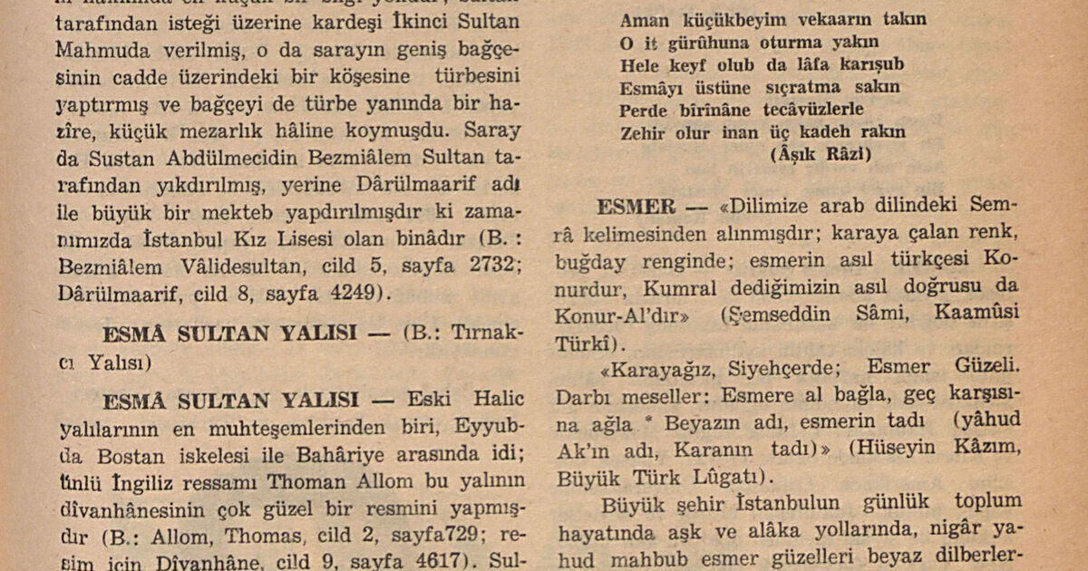 Istanbul Encyclopedia: ESMÂ SULTAN SARAYI