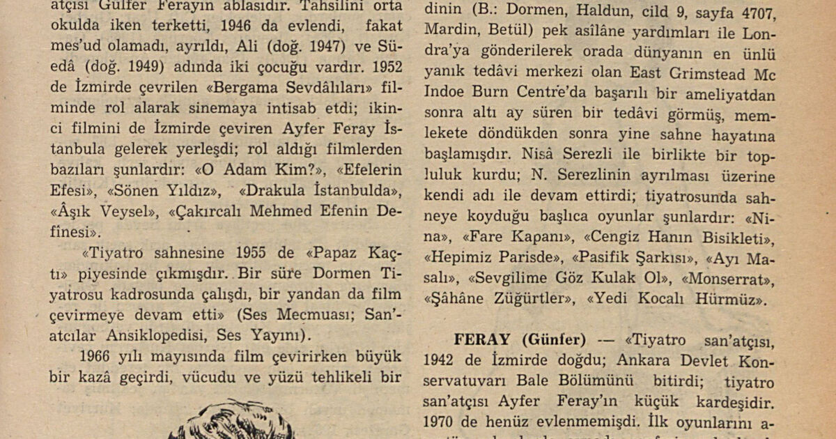 Istanbul Encyclopedia: FERAY (Günfer)