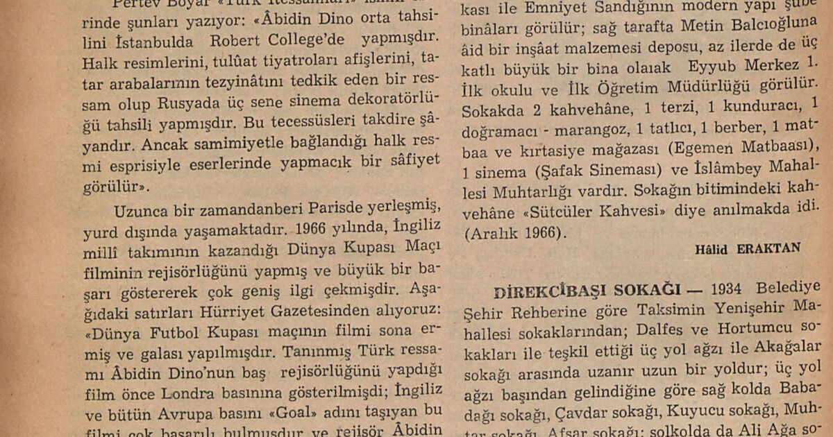 Istanbul Encyclopedia: DİNO (Ârif)