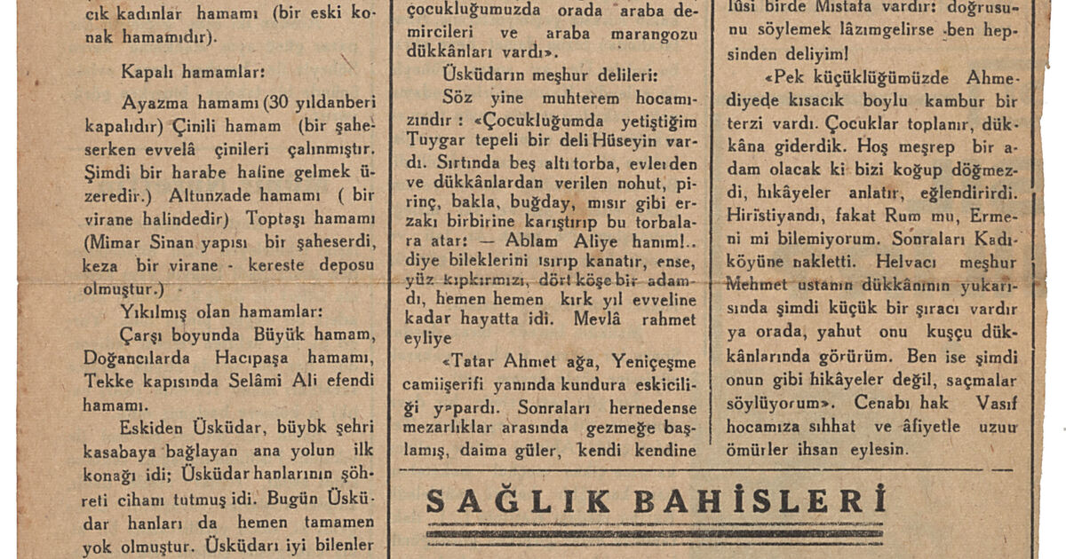 Istanbul Encyclopedia: Clipping about folklore and historical ...