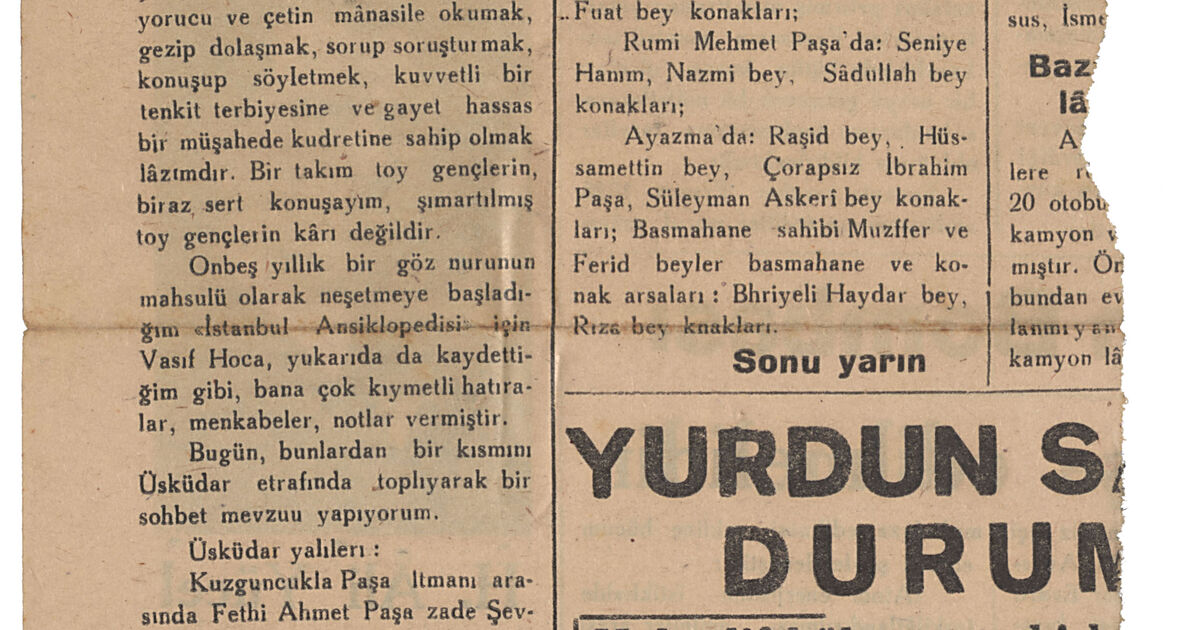 Istanbul Encyclopedia: Clipping about folklore and historical ...