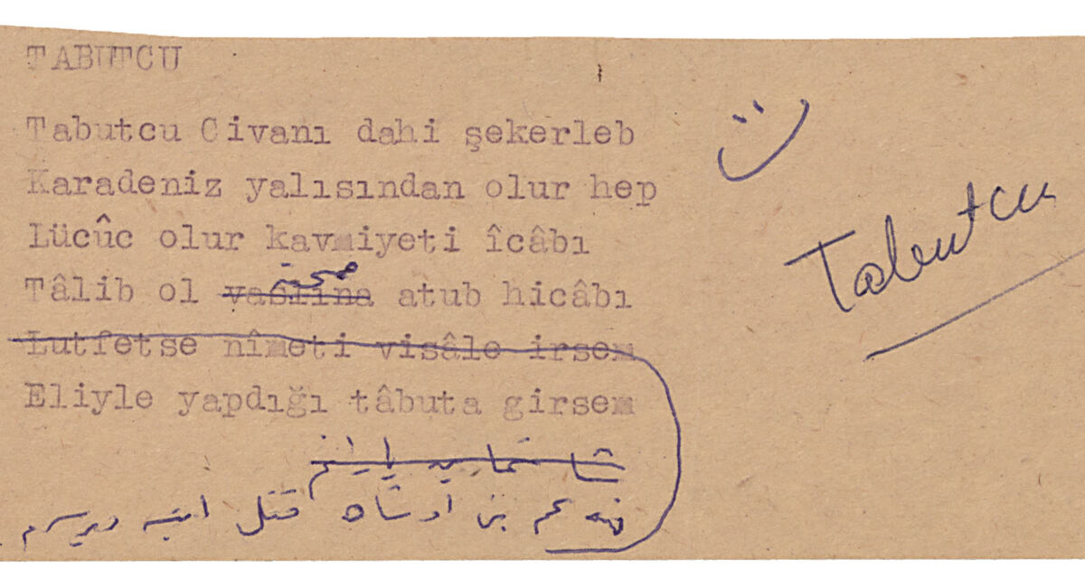 Istanbul Encyclopedia: Poem titled "Tabutcu" (Coffinmaker)
