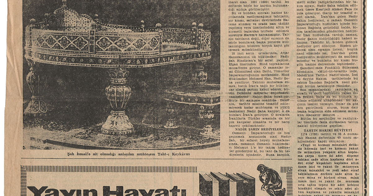 Istanbul Encyclopedia: Clipping about Throne of Keykâvus