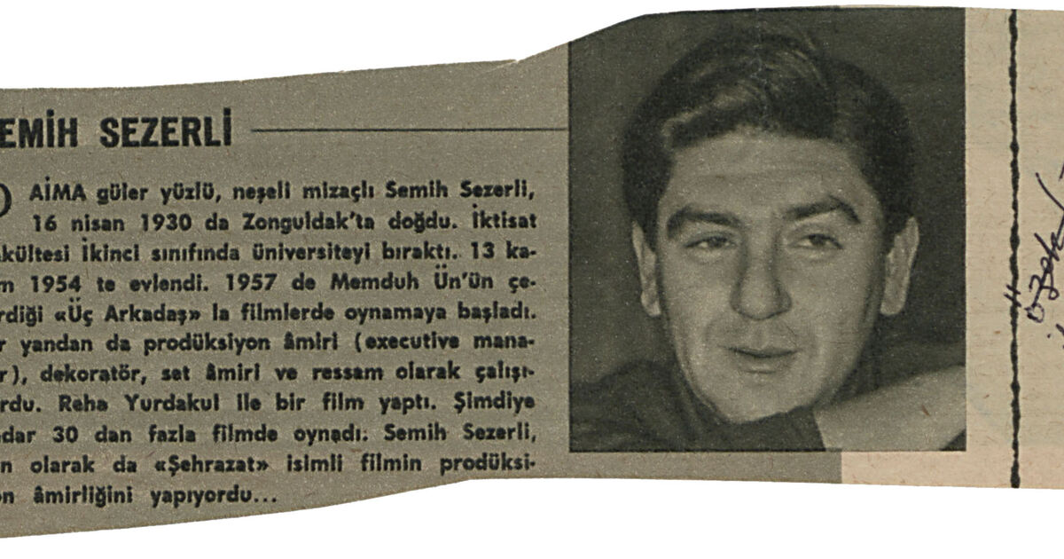 Istanbul Encyclopedia: Clipping titled "Semih Sezerli"
