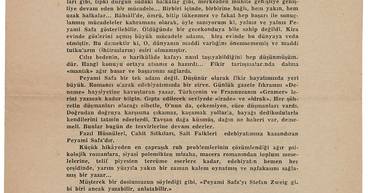 Istanbul Encyclopedia: Journal pages about Peyami Safa