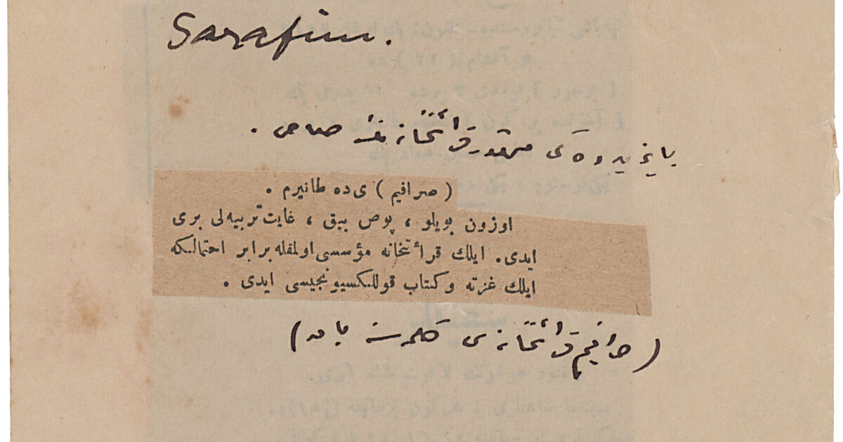 Istanbul Encyclopedia: Notes and clippings titled "Sarafimin ...