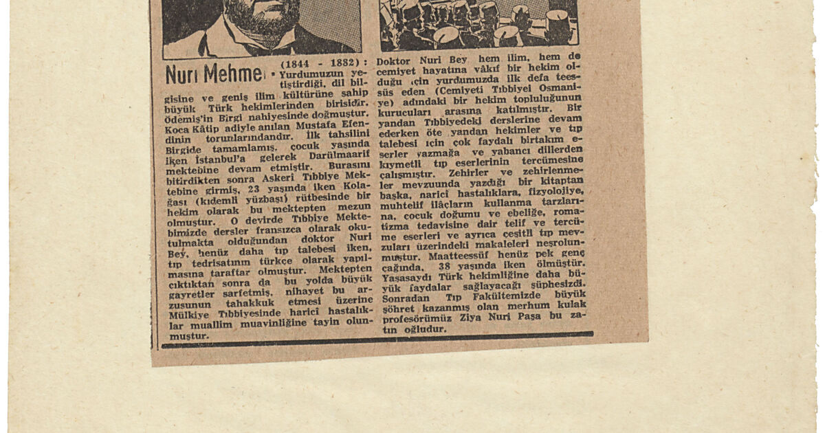 Istanbul Encyclopedia: Paper titled "Nuri Mehmed Bey" and related clipping