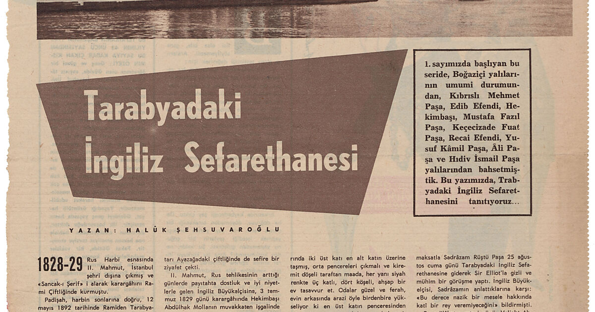 Istanbul Encyclopedia: Clipping titled "Tarabyadaki İngiliz ...