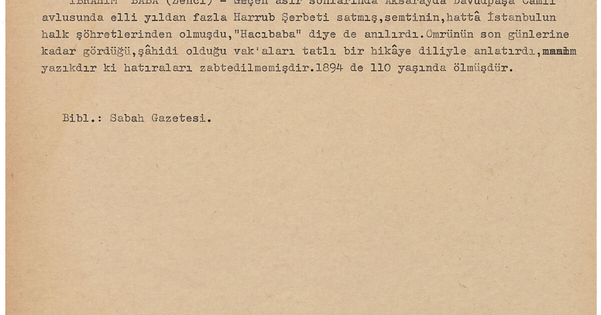Istanbul Encyclopedia: İbrahim Baba (Black) article