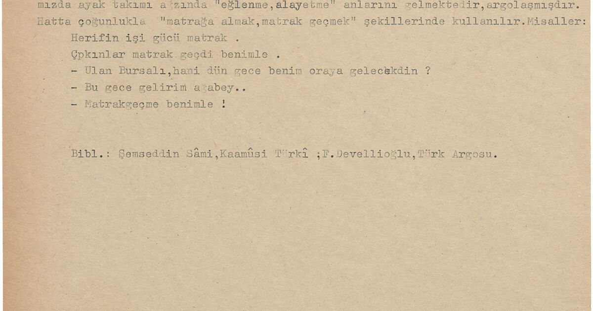 Istanbul Encyclopedia: Matrak article