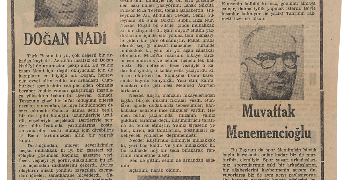 Istanbul Encyclopedia: Clipping about Muvaffak Menemencioğlu