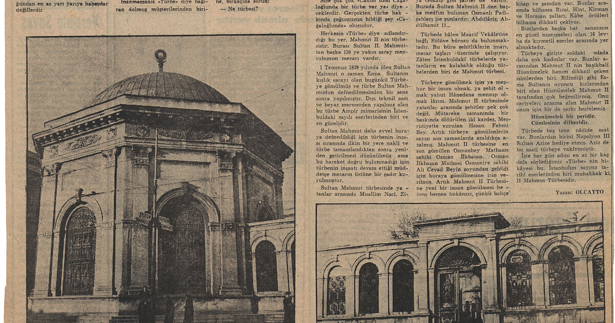 Istanbul Encyclopedia: Clipping about Sultan Mahmut II. Tomb