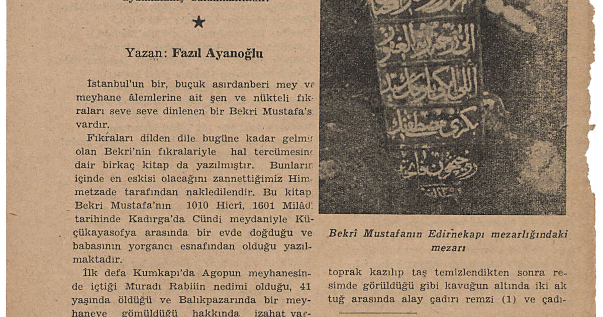 Istanbul Encyclopedia: Journal page about Bekri Mustafa