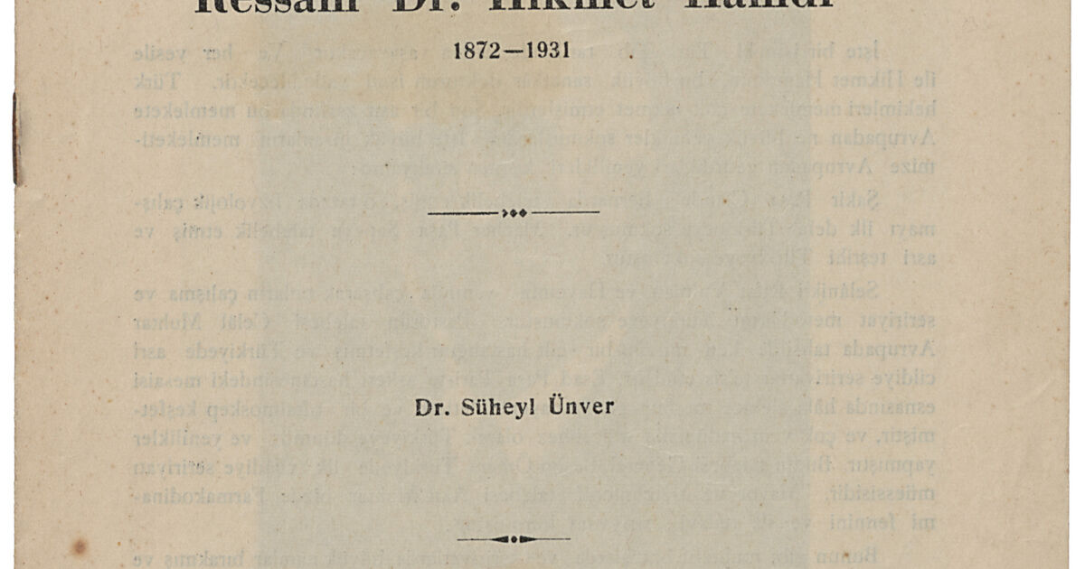 Istanbul Encyclopedia: Book page titled "Ressam Dr. Hikmet Hamdi (1872 ...