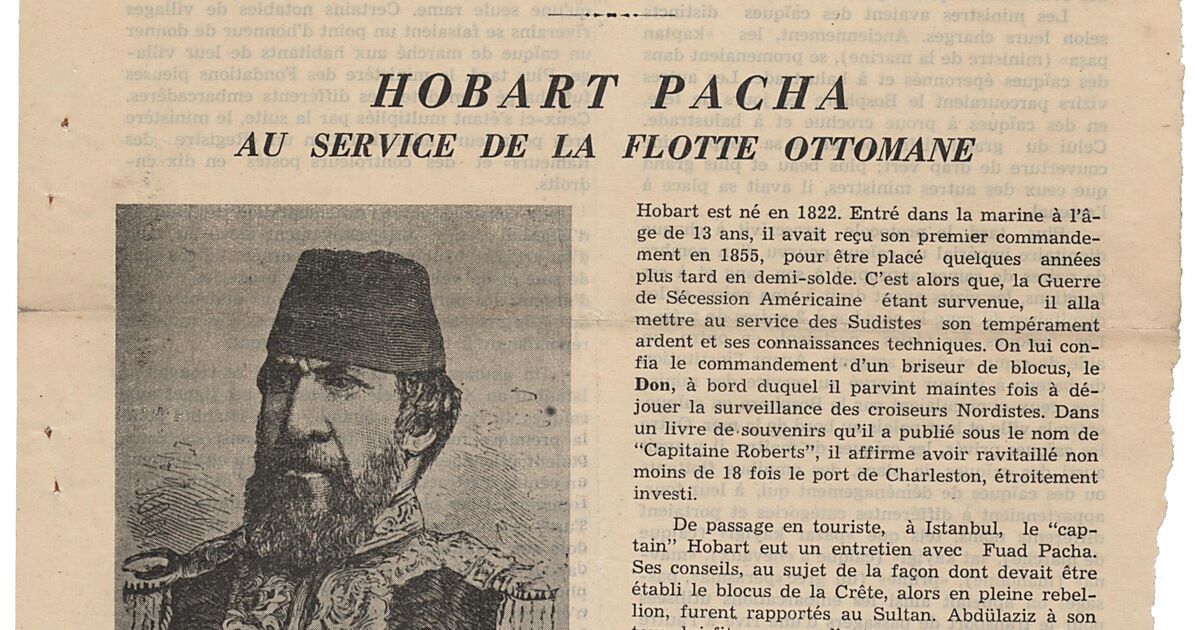 Istanbul Encyclopedia: Journal page titled "Hobart Pacha. Au Service de ...