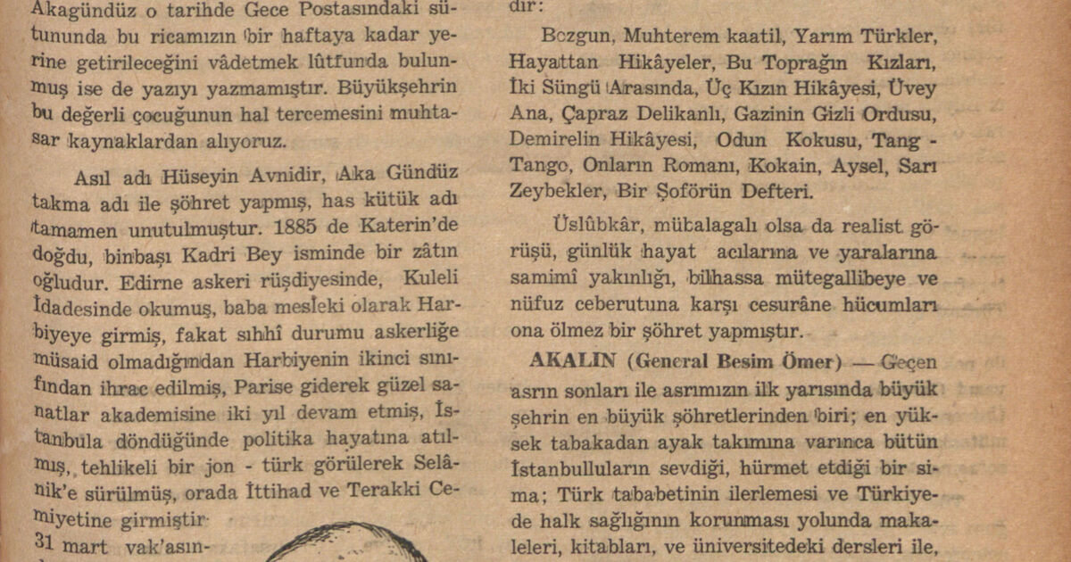 Istanbul Encyclopedia: AKALIN (General Besim Ömer)