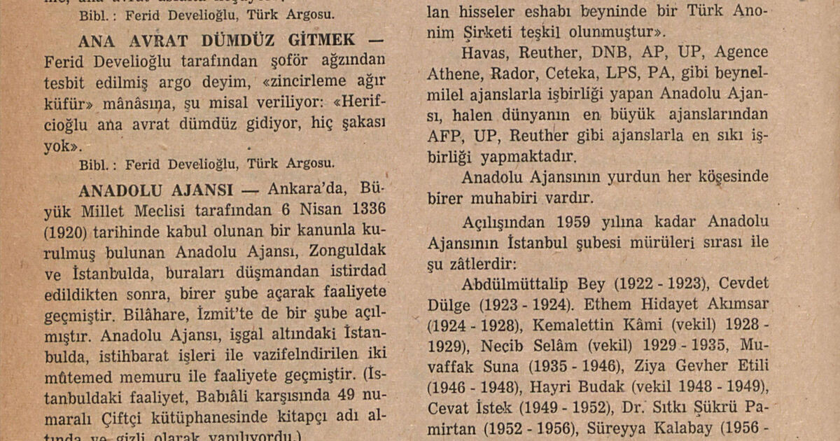 Istanbul Encyclopedia: ANADOLU AJANSI