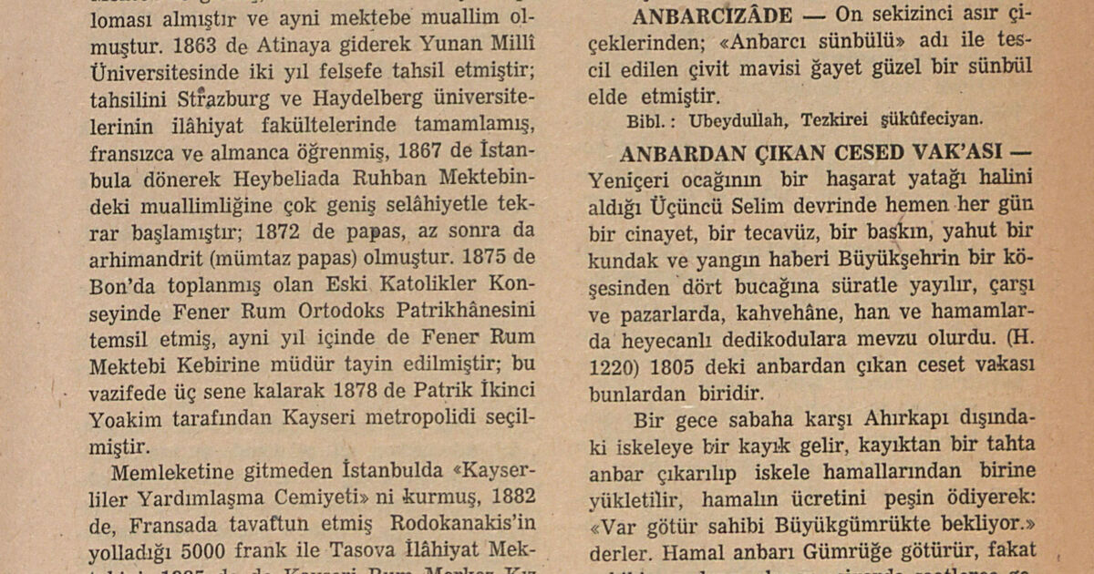 Istanbul Encyclopedia: ANAYAN (Dr. Kirkor)