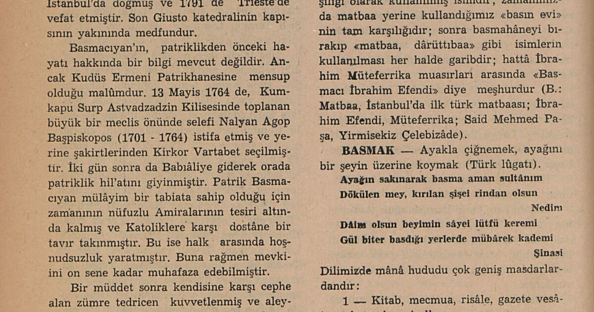 Istanbul Encyclopedia: BASMAK