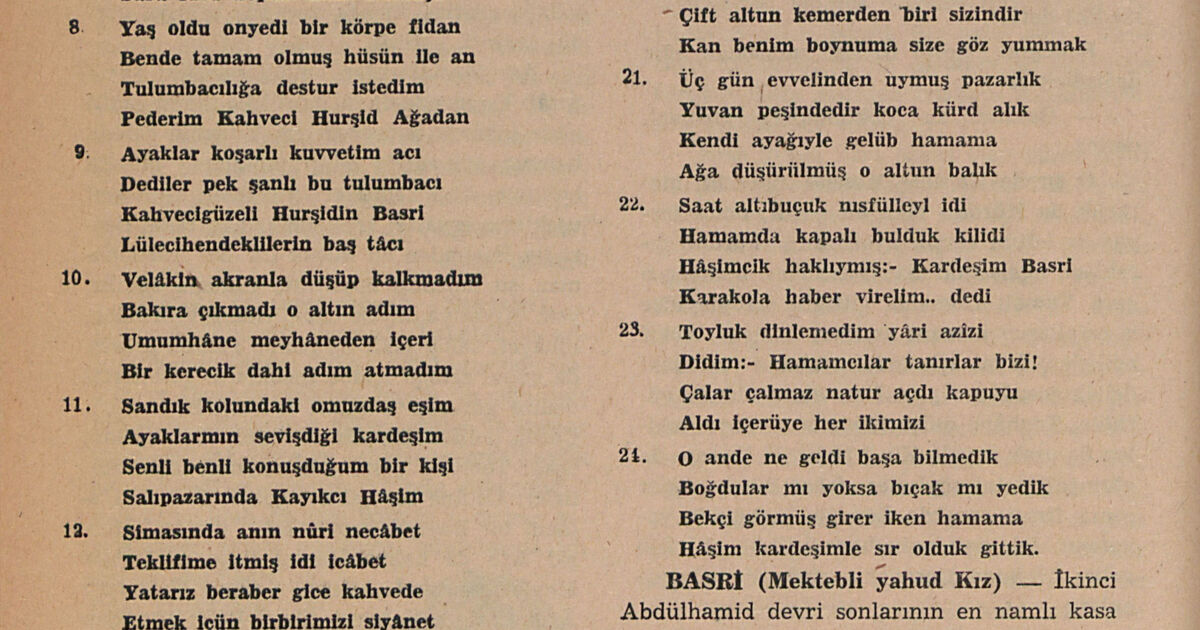 Istanbul Encyclopedia: BASRİ (Mektebli yahud Kız)