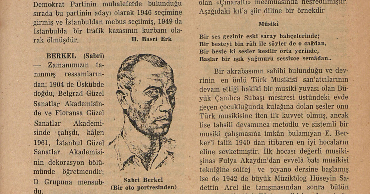 Istanbul Encyclopedia: BERKEL (Sabri)