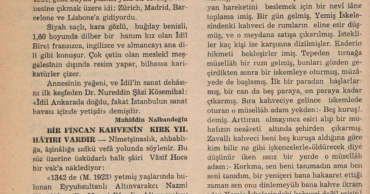 Istanbul Encyclopedia: BİR FİNCAN KAHVENİN KIRK YIL HÂTIRI VARDIR