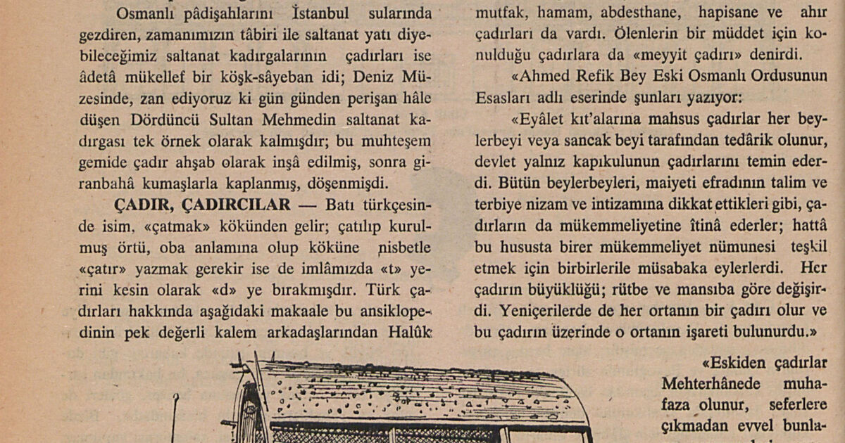 Istanbul Encyclopedia: ÇADIR, ÇADIRCILAR