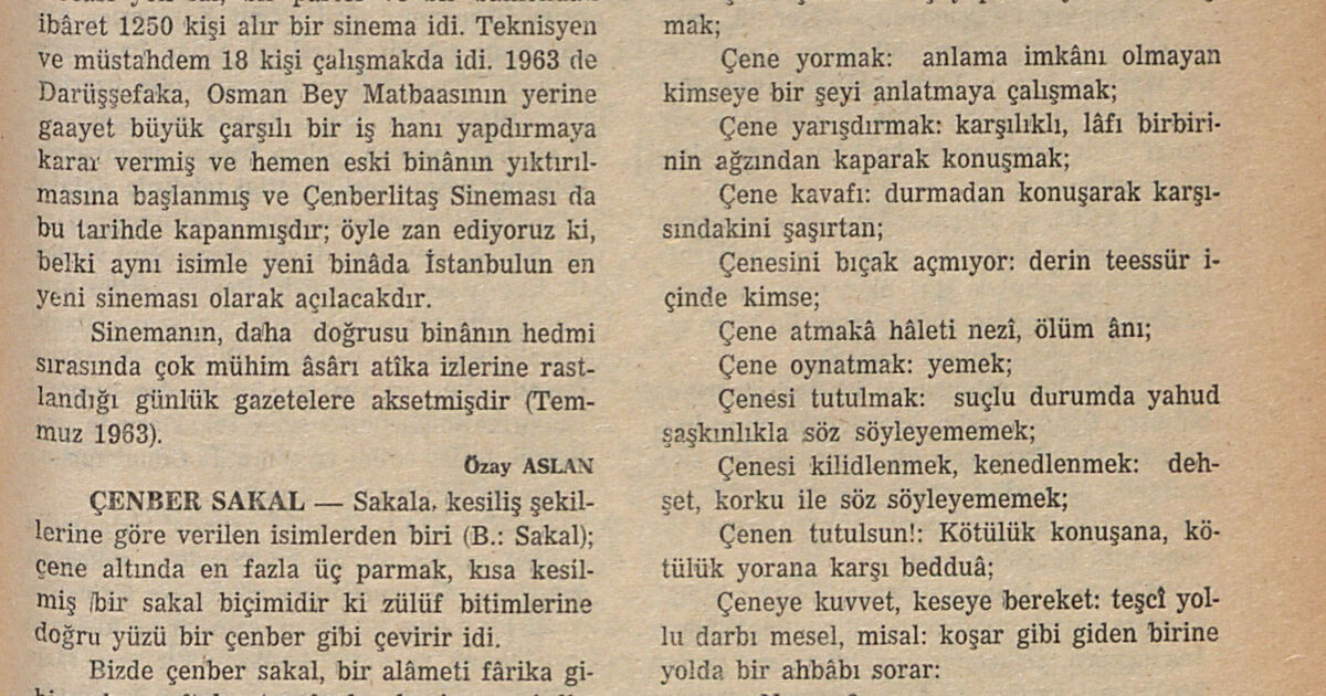 Istanbul Encyclopedia: ÇENE