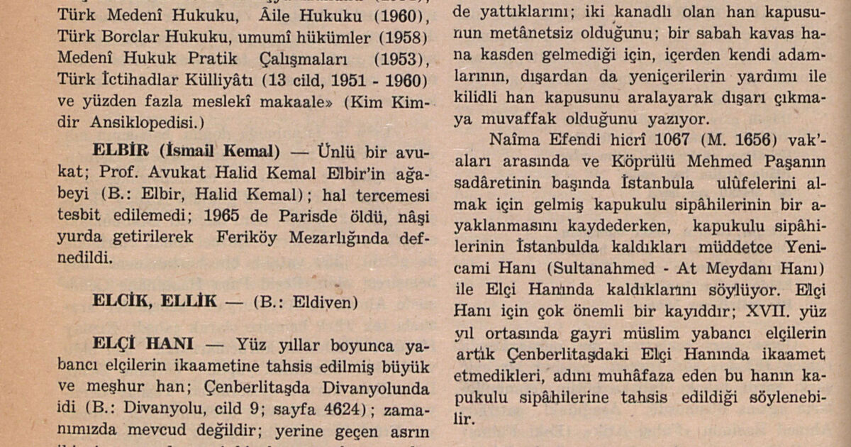 Istanbul Encyclopedia: ELÇİ HANI