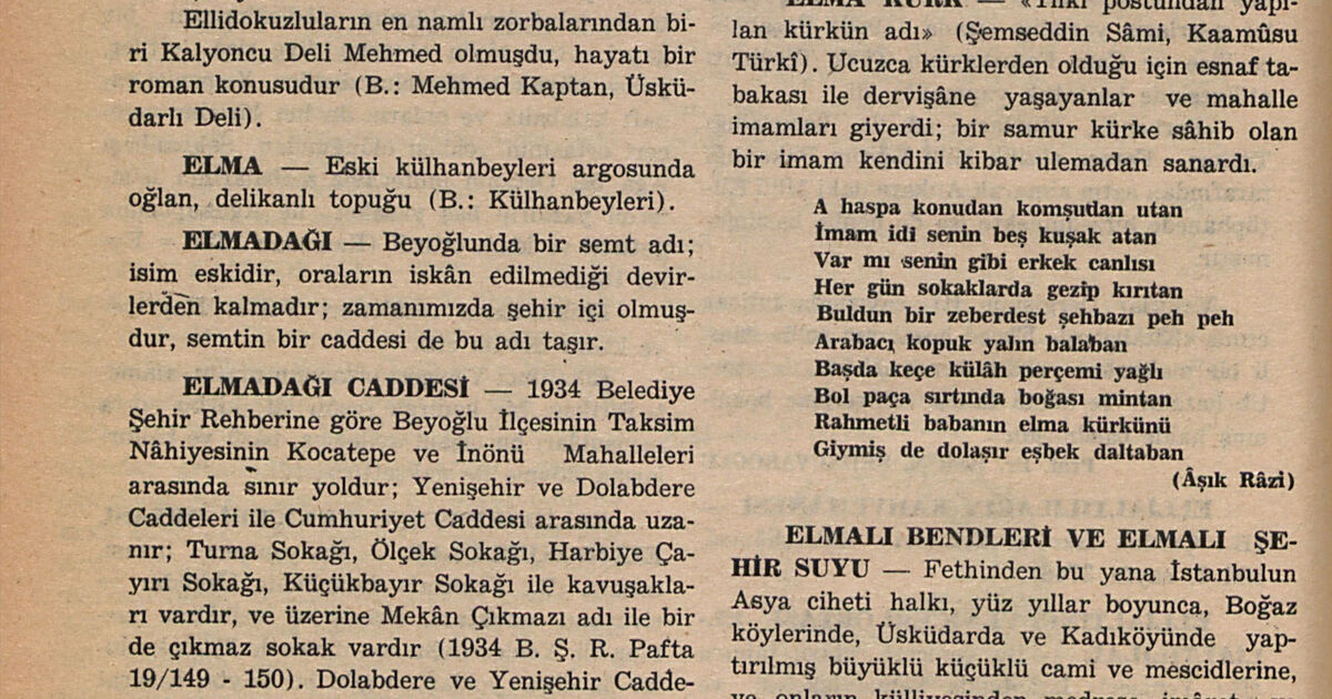 Istanbul Encyclopedia: ELMA